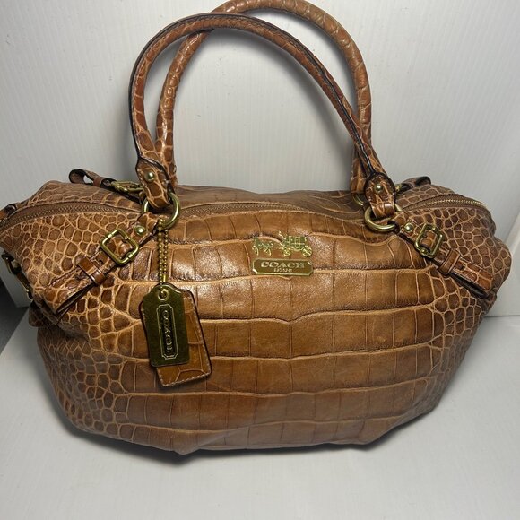 Coach | Bags | Coach Madison Sophia Croc Brown Leather Bagsatchelpurse ...